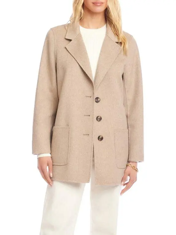 Karen Kane Oversized Brushed Wool Blend Blazer - Wheat