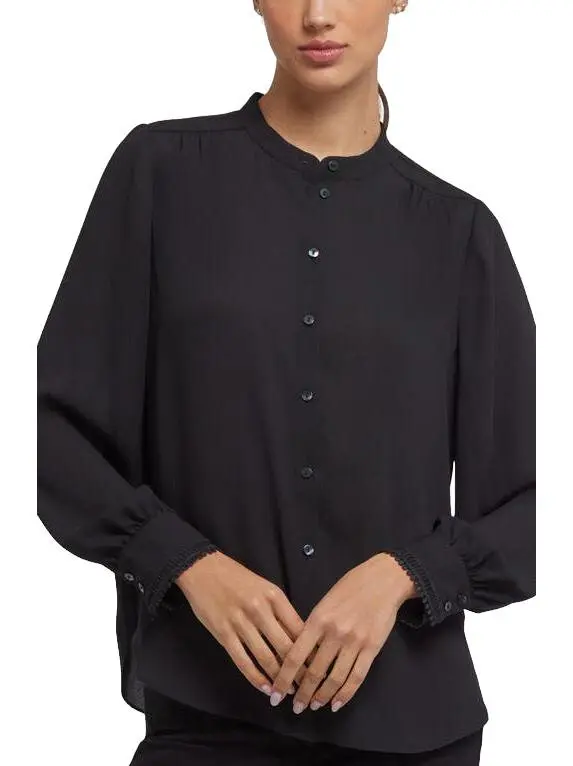 NYDJ Janie Lattice Inset Button-up Shirt - Black