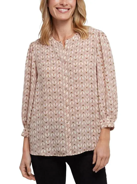 NYDJ Bonnie Printed Button-up Top - Gare De Lyon