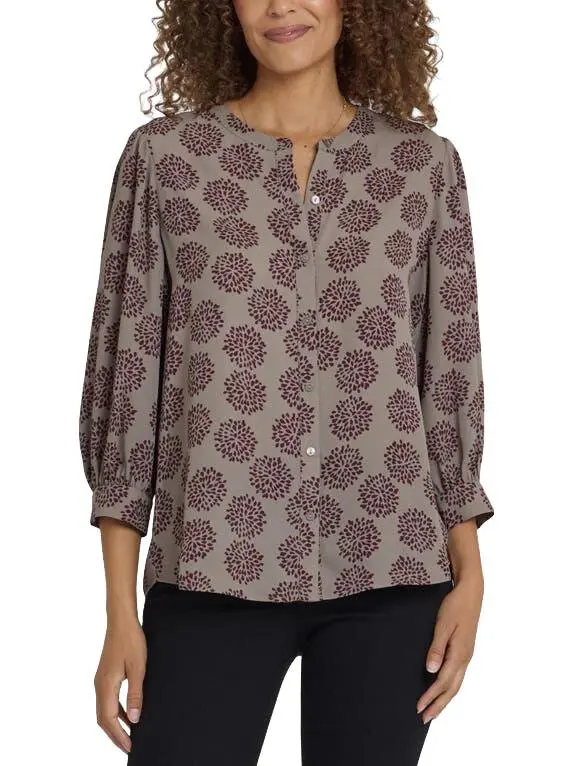 NYDJ Bonnie Printed Button-up Top - Valenton