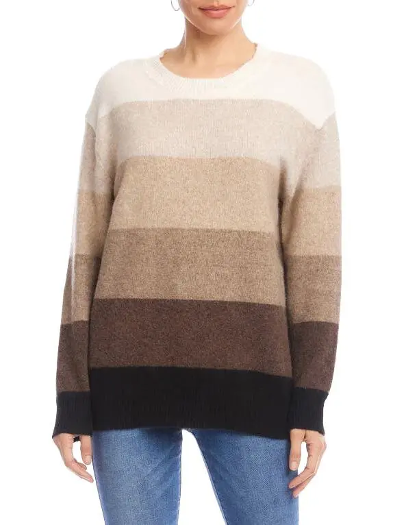 Karen Kane Ombré Stripe Colorblock Sweater - Brown