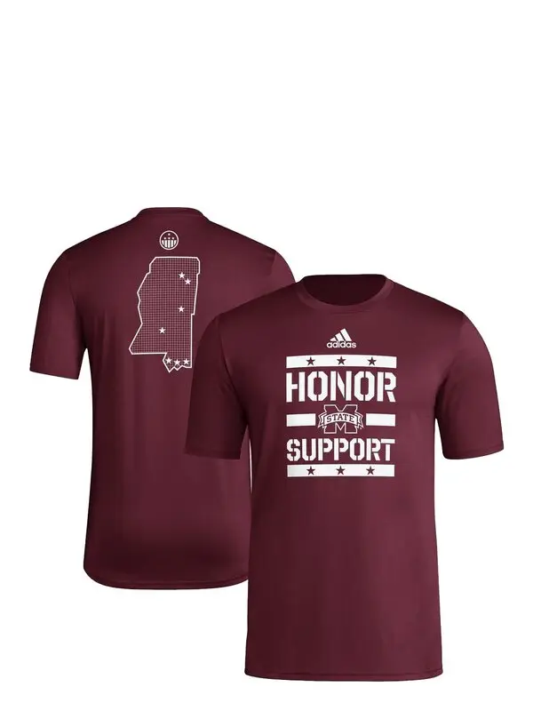 Adidas Mississippi State Bulldogs Honor & Support Pre-game T-shirt - Maroon