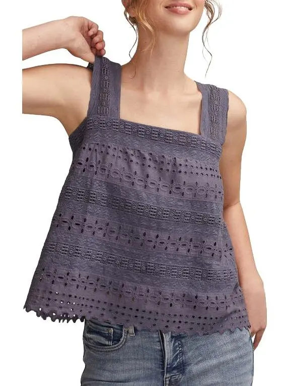 Lucky Brand Eyelet Tank - Nightshadow Blue