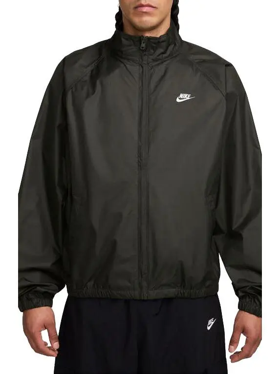 Nike Sportswear Club Water Repellent Full-zip Jacket - Sequoia/white