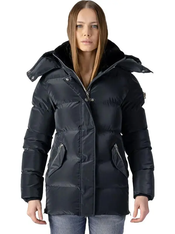WOODPECKER Bumnester 3/4 Length Quilted Coat - Black Diamond