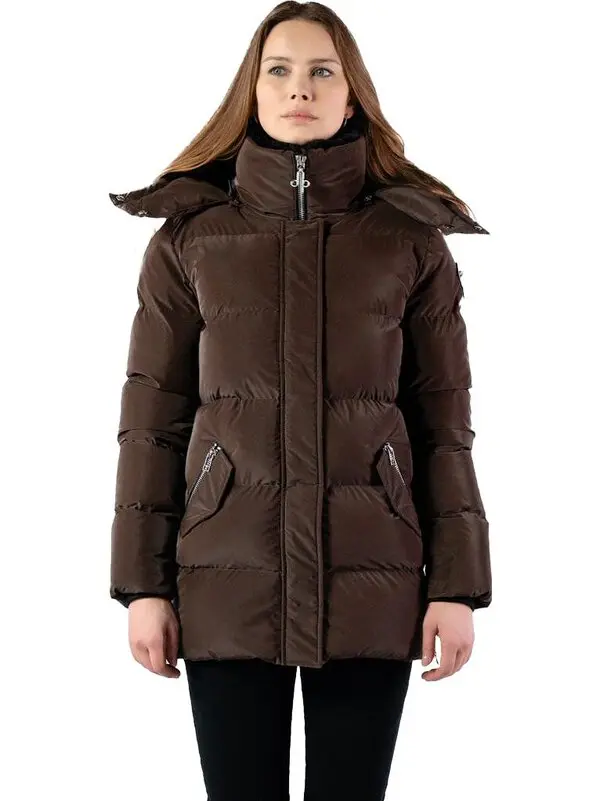WOODPECKER Bumnester 3/4 Length Quilted Coat - Mocha Diamond