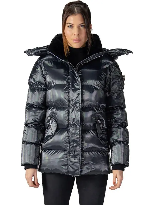 WOODPECKER Bumnester 3/4 Length Quilted Coat - Oily Black