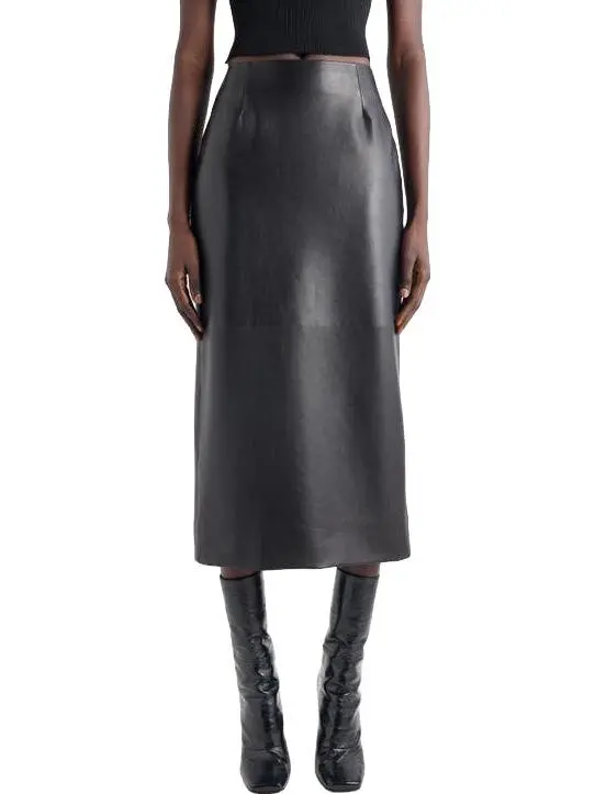 Givenchy Pencil Leather Skirt - 001-black