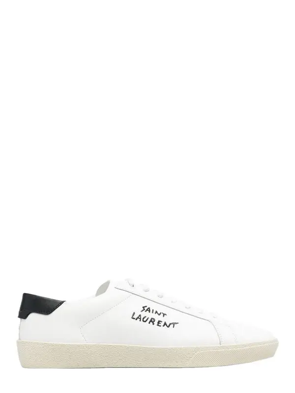 Saint Laurent Court Leather Sneakers - White