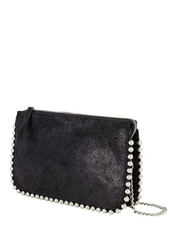 ELLE COLLECTION Silver Trimmed Wallet On Chain - Black