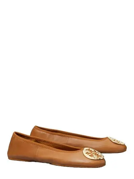 Tory Burch Reva Travel Ballet Flat - Pecan Praline/gold