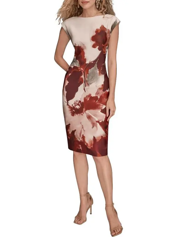 Donna Karan New York Cap-sleeve Sheath Dress - Oxblood Ml
