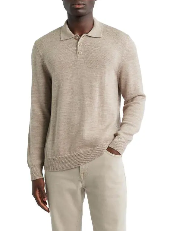 ALEX CRANE Anchor Merino Wool Polo Sweater - Bone
