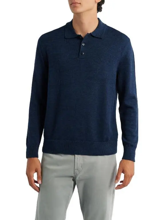 ALEX CRANE Anchor Merino Wool Polo Sweater - Indigo