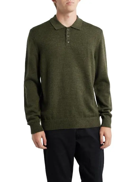ALEX CRANE Anchor Merino Wool Polo Sweater - Pine