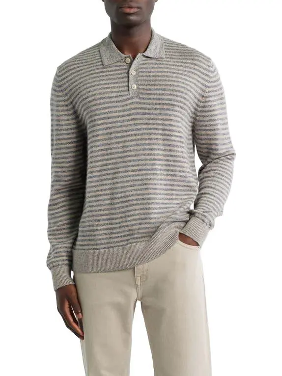 ALEX CRANE Anchor Merino Wool Polo Sweater - Sand Lines