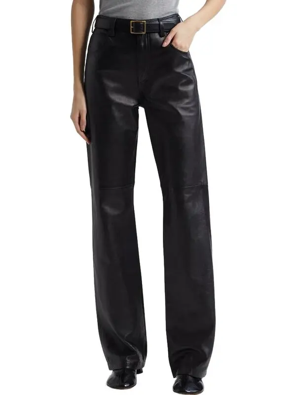 NILI LOTAN Joan Straight-leg Leather Pants - Black