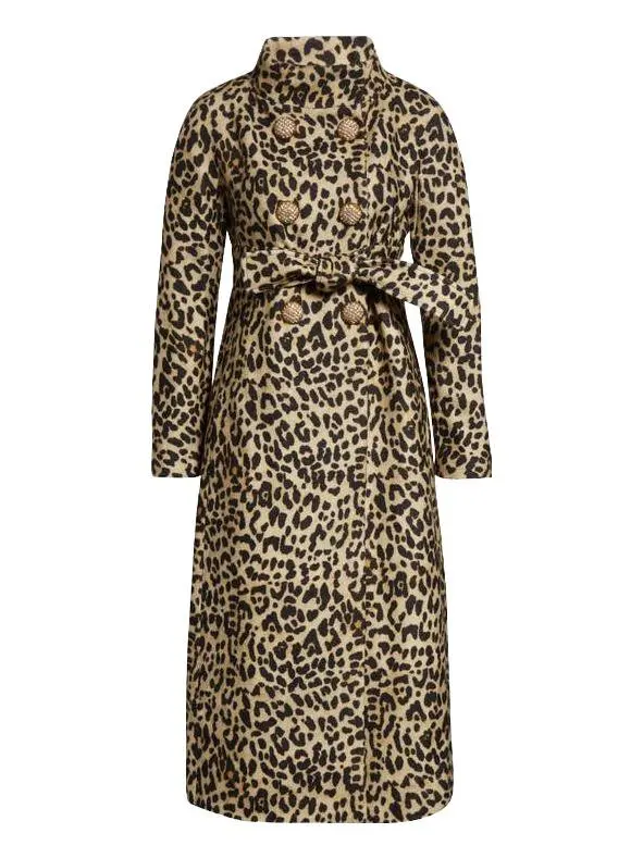 Valentino Garavani Leopard Print Wool Coat - Beige Multi