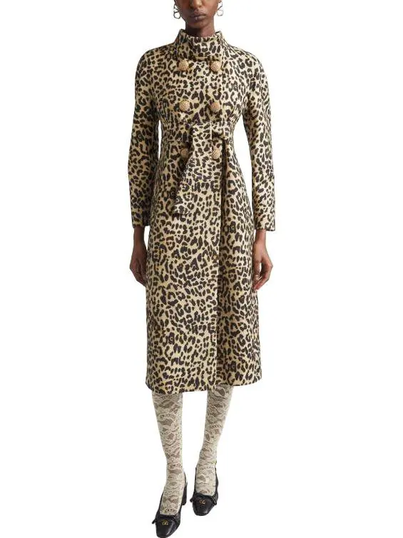 Valentino Garavani Leopard Print Wool Coat - Beige Multi