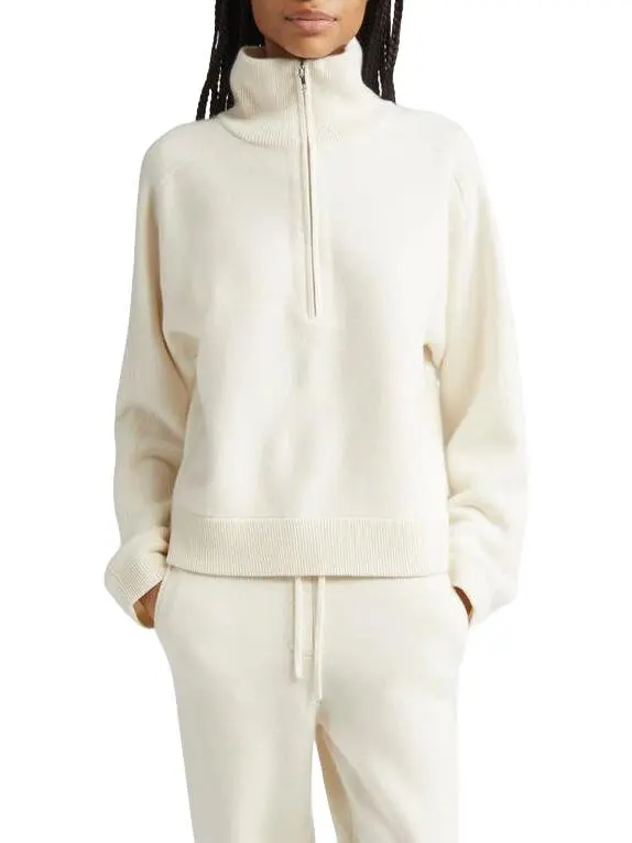 Loulou De Saison Dries Stand Collar Cashmere Half Zip Sweater - Ivory