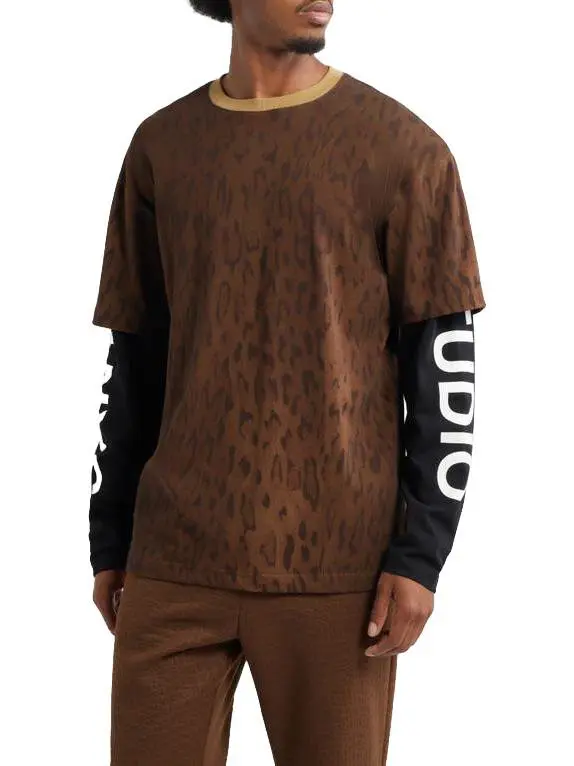 SANTO STUDIO Preda Layered Look T-shirt - Brown
