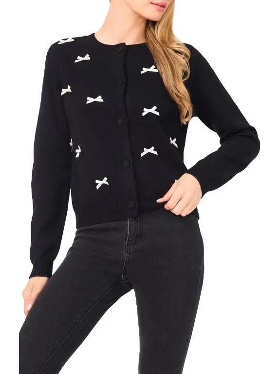 CECE DUPRAZ Bow Detail Crewneck Cardigan - Rich Black