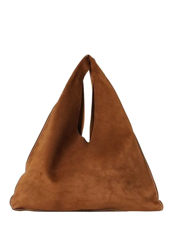 THE ROW Bindle Bag In Suede - Bistre / Ecru