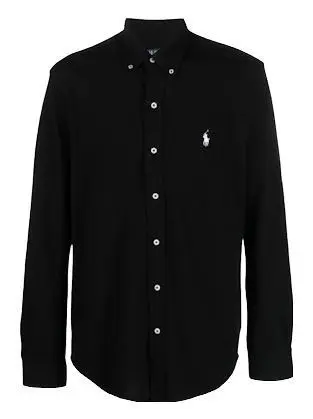 Polo Ralph Lauren Featherweight Mesh Full Button Sport Long Sleeve Shirt - Black