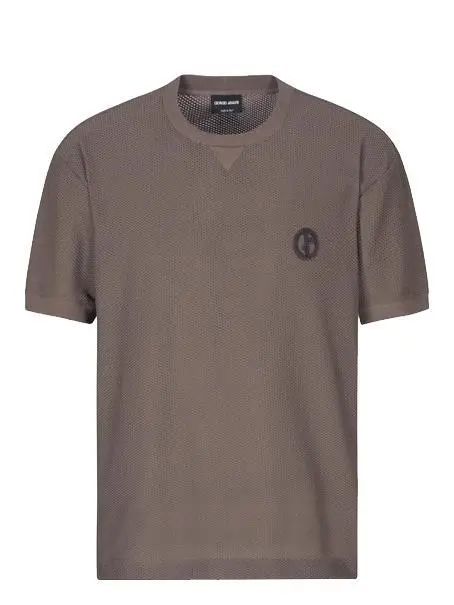 Giorgio Armani Crew-neck T-shirt In Technical Waffle Fabric - Natural
