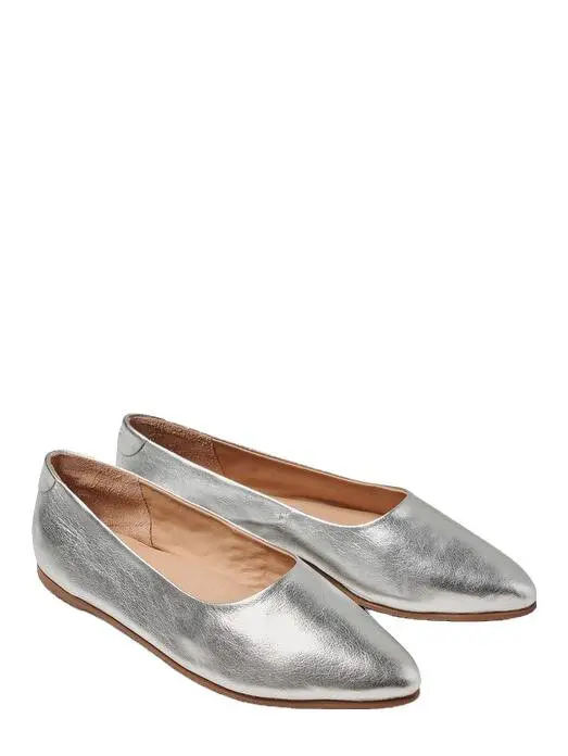 Beek Swoop Leather Ballet Flats - Silver