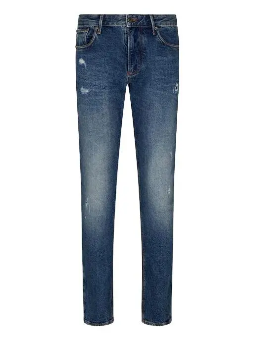 Emporio Armani J06 Slim-fit Ripped Denim Jeans - Blue