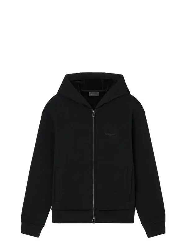 Emporio Armani Lyocell-blend Jersey Zip-up Sweatshirt - Black