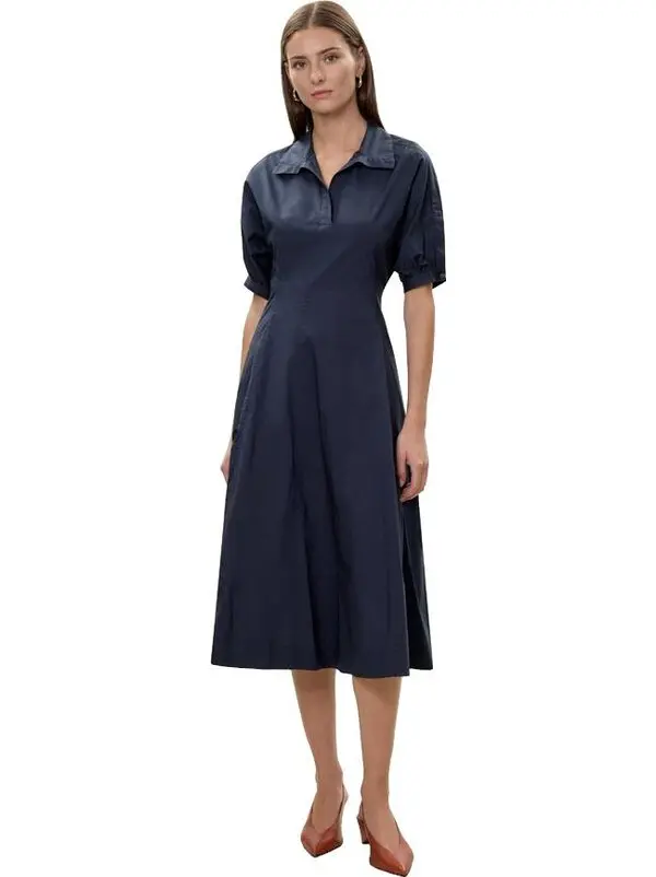 Rebecca Taylor Aisley Poplin Shirt Dress - Navy