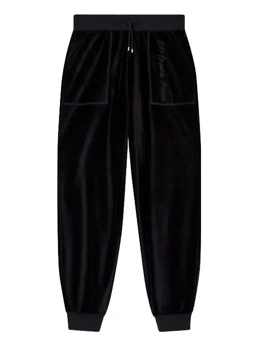 EA7 Athletic Velour Stretch Chenille Joggers - Black