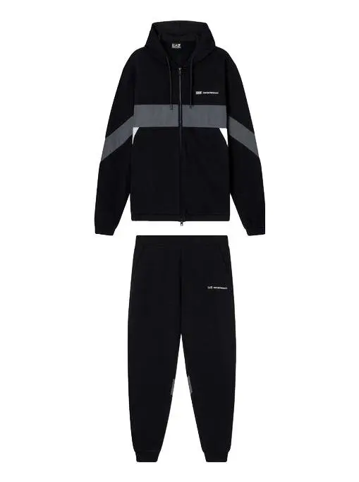 Emporio Armani Athletic Colour Block Cotton-blend Tracksuit - Black