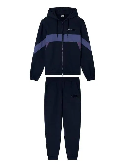 Emporio Armani Athletic Colour Block Cotton-blend Tracksuit - Navy