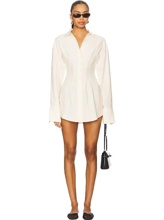 ALL THE WAYS Charitie Button Up Mini Dress - Cream