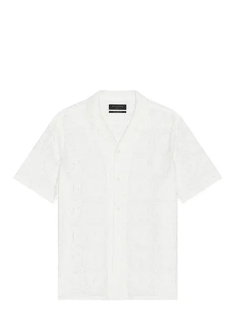 ALLSAINTS Netley Short Sleeve Shirt In White - Jetstream White