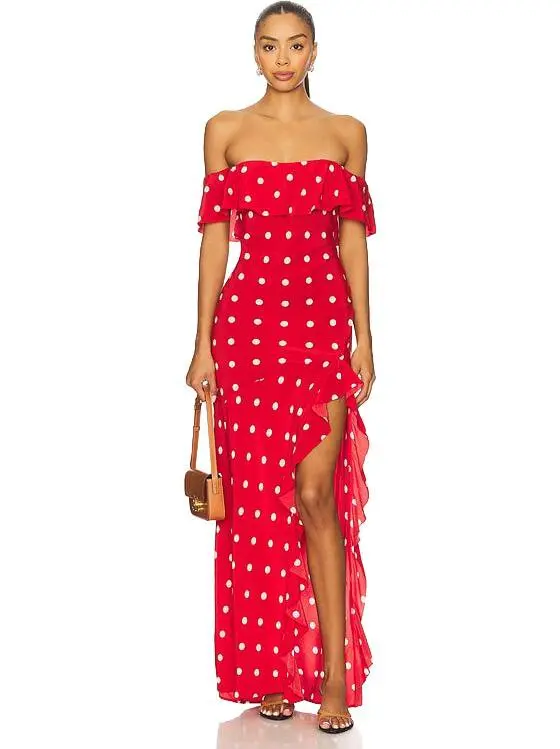 Majorelle Deanna Gown - Cherry Red Polka Dot