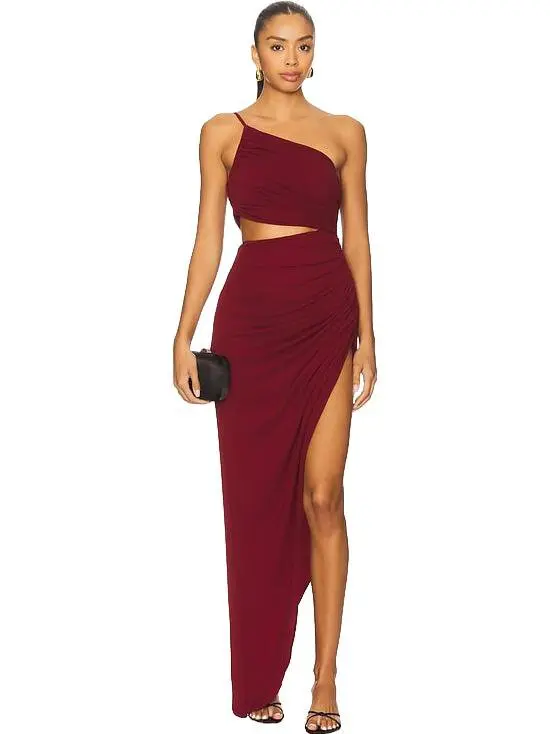 Nbd Montserrat One-shoulder Maxi Dress - Burgundy