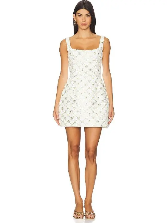 NADINE MERABI Square Neck Tulip Mini Dress - Cream