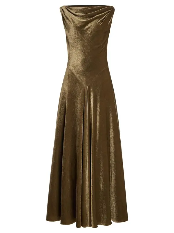 Altuzarra Drina Draped Velvet Maxi Dress - Green