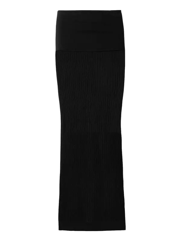 SKIMS Sheer Knit Foldover Long Skirt - Black