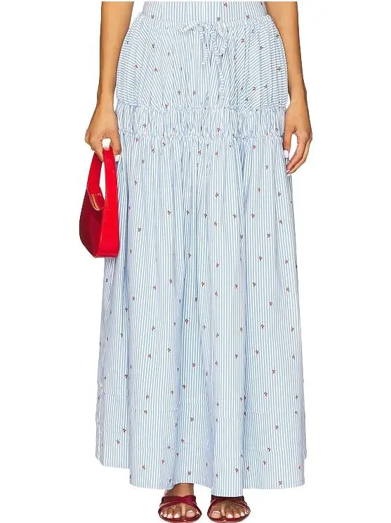 WeWoreWhat Tiered Midi Skirt - Blue