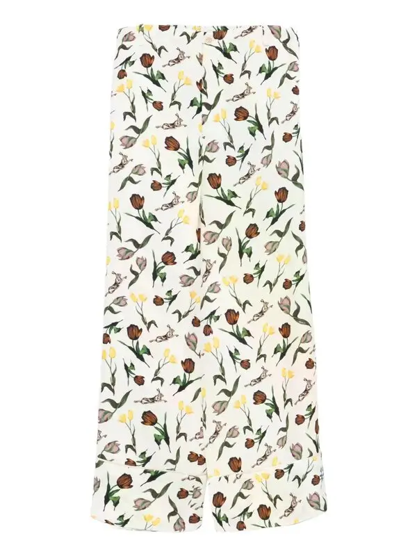 Marni Printed Wide-leg Trousers - White