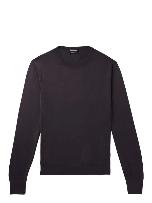 TOM FORD Silk Crewneck Sweater - Brown
