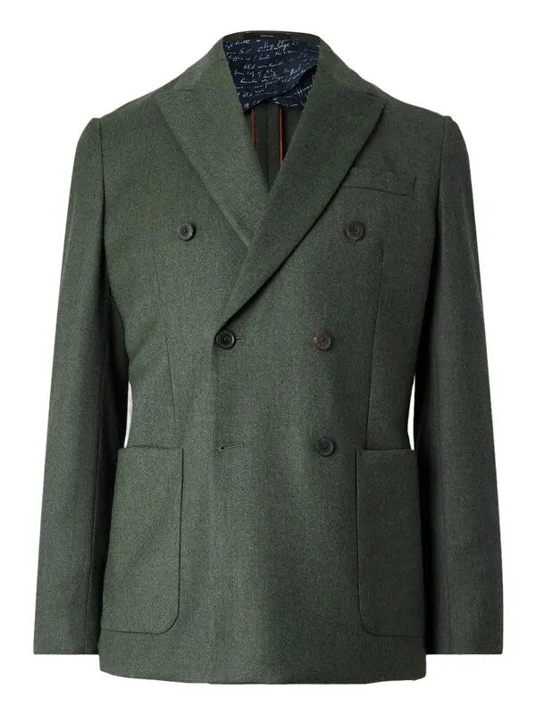Paul Smith Double-breasted Wool And Cashmere-blend Suit Jacket - Green