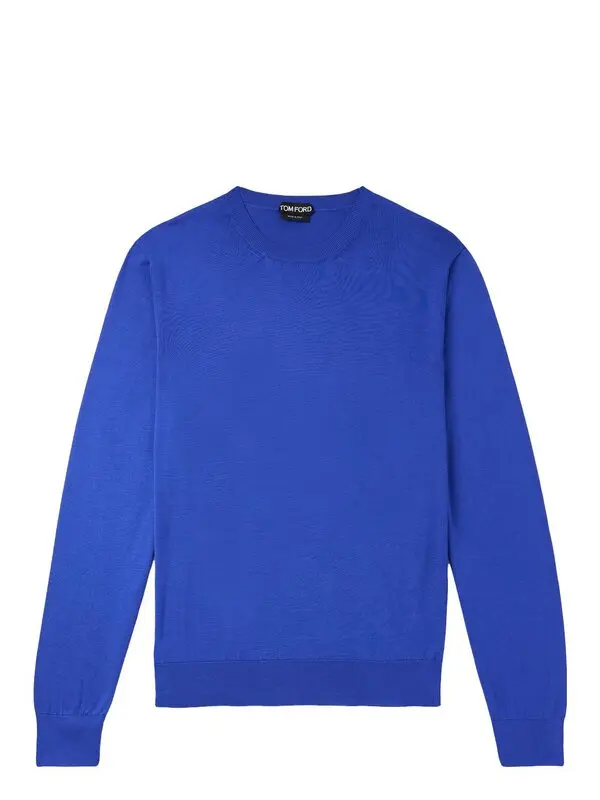 TOM FORD Silk Crewneck Sweater - Blue