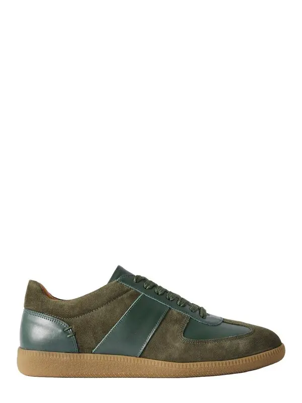Mr P. Ansel Suede And Leather Sneakers - Green