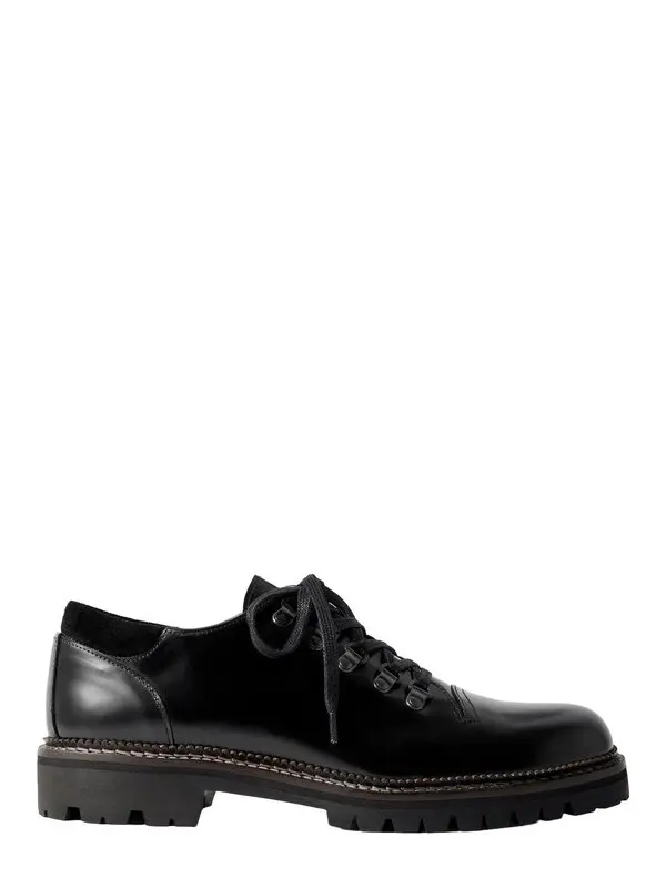 Mr P. Suede-trimmed Leather Hiking Derby Shoes - Black